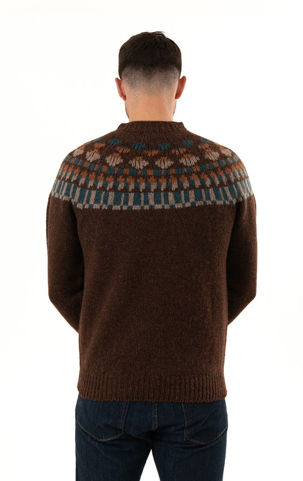 Fair isle Jumper for men in "Staffa" pattern - Coffee brown, rust and ...