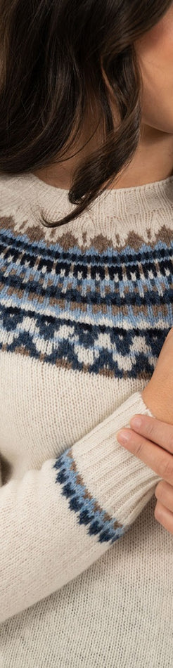 Winter white wool womens fair isle jumper in our Lido pattern. Made in ...